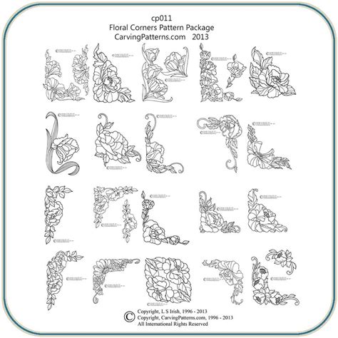 Floral Corners Wood Carving And Pyrography Patterns By L S Irish Wood