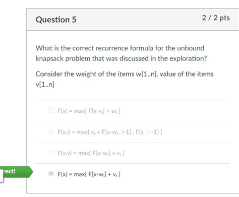 Solved Question 5 2 2 Pts What Is The Correct Recurrence