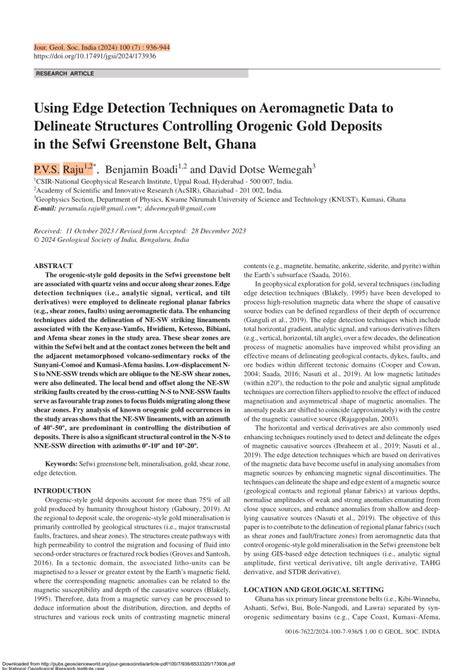 Pdf Using Edge Detection Techniques On Aeromagnetic Data To Delineate Structures Controlling