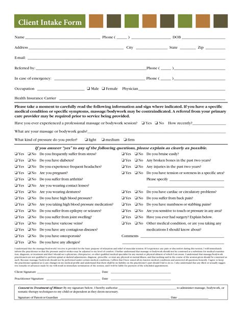 Housing Intake Form Template