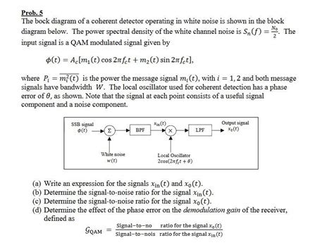 Solved Prob 5 The Bock Diagram Of A Coherent Detector