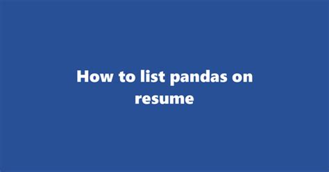 Pandas On Resume How To List Data Cleaning And Preprocessing Data A