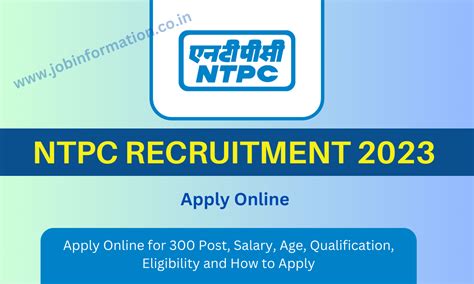 Ntpc Recruitment 2023 Apply Online For 300 Post Salary Age