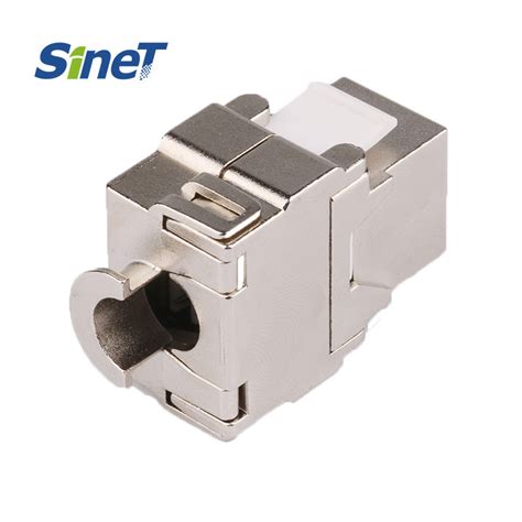 Cat6 Cat6a 180 Degree Module 50u Gold Plated Pins With Metal Shell Shielded Ftp Cat6 Module