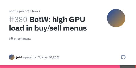 Botw High Gpu Load In Buysell Menus · Issue 380 · Cemu Projectcemu