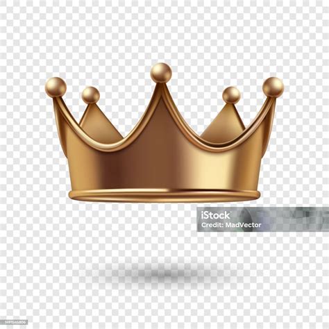 벡터 3d 현실적인 황금 왕관 아이콘 근접 촬영이 격리되었습니다 노란색 금속 크라운 디자인 템플릿입니다 골드 로얄 킹 크라운 제국의 힘의 상징 사치 부와 권력 앞 View
