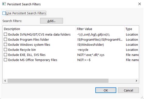 persistent search filters