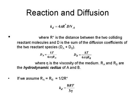 Reaction And Diffusion Where R Is The Distance