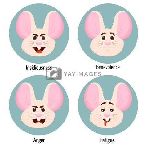 Set Of Different Emotions Of A Mouse Character Facial Expression Set Of Mouse Character