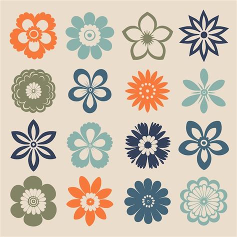 Premium Vector Set Of Geometric Flowers Design