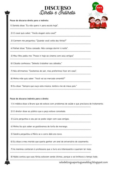 Atividades Sobre Discurso Direto E Indireto Labels