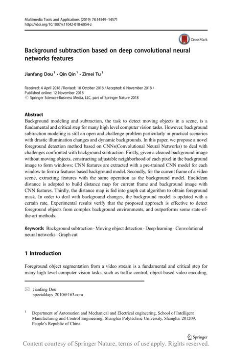 Background Subtraction Based On Deep Convolutional Neural Networks Features