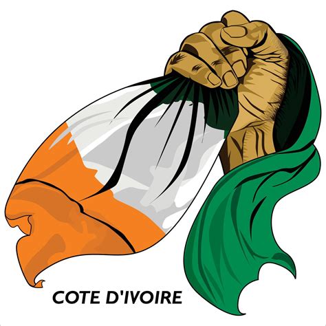 Fisted Hand Holding Ivorian Flag Vector Illustration Of Lifted Hand