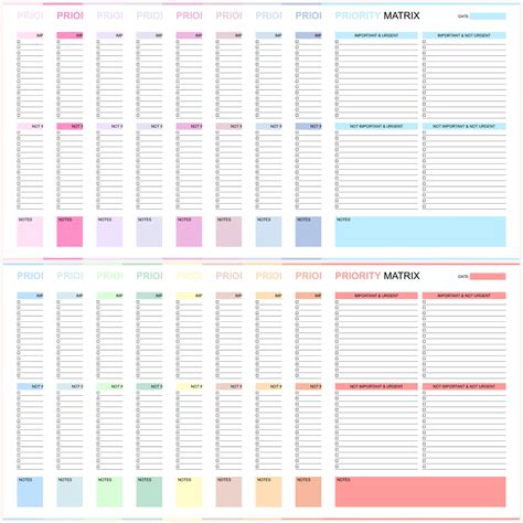 Editable Priority Matrix To Do List Task Matrix Decision Matrix