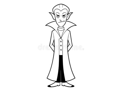 Black Outline Of Vampire Character Isolated On White Background Concept Of Halloween Dracula