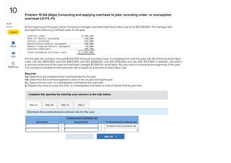 Solved Problem 15 5a Algo Computing And Applying Overhead