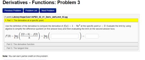 Solved Derivatives Functions Problem 3 Previous Problem