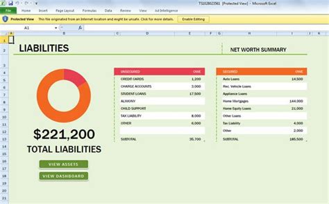 Download Net Worth Excel Template Free Internetthin