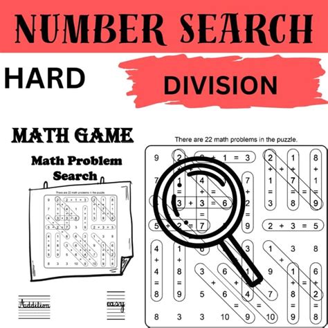 Fun Math Game Number Search Division Hard Printable Division Activity