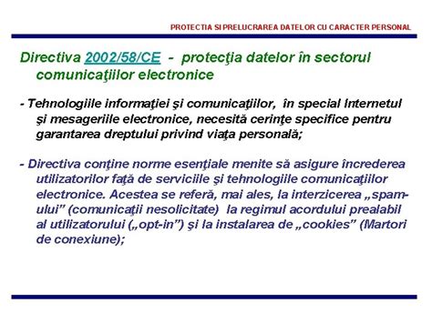 Protectia Si Prelucrarea Datelor Cu Caracter Personal Protectia