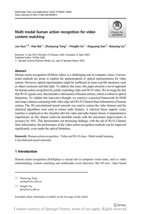 Multi Modal Human Action Recognition For Video Content Matching Request Pdf