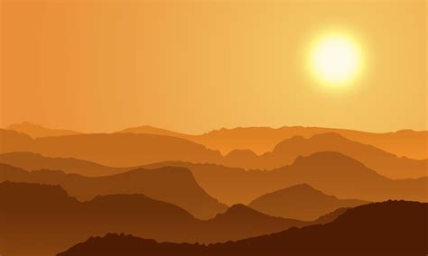 벡터 일러스트 레이 션의 산에서 일출 또는 일몰 프리미엄 벡터