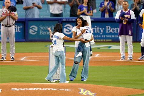 Kobe Bryants Daughter Natalia Tosses First Pitch On Lakers Night At Dodger Stadium Ktla