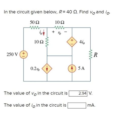 Solved In The Circuit Given Below R 40 Ω Find Vo And