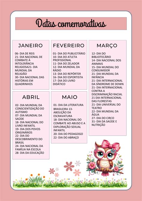 Datas Comemorativas 2025 Educação Infantil Planejamento De Aulas Bncc