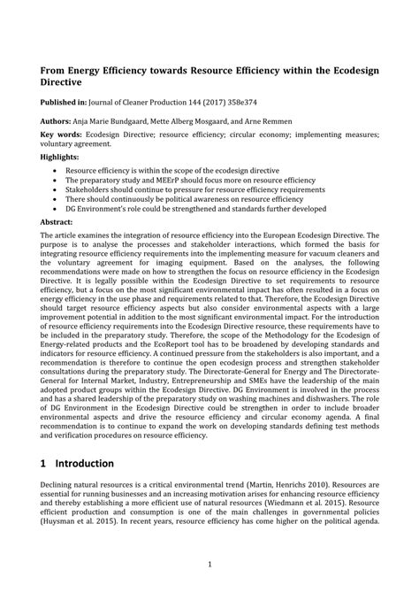 Pdf From Energy Efficiency Towards Resource Efficiency Within The Ecodesign Directive