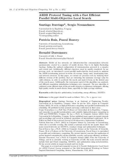 pdf aedb protocol tuning with a fast efficient parallel multi objective local search