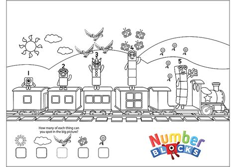 Numberblocks Characters On A Train Numberblocks Coloring Pages
