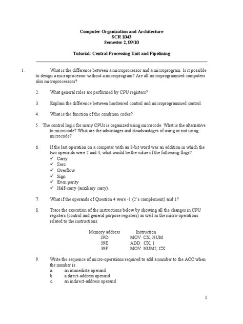 tutorial module 4 pdf instruction set central processing unit