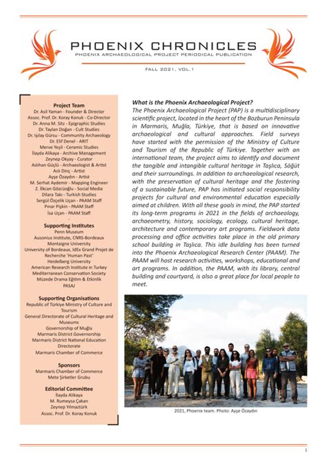 Newsletter Phoenix Archaeological Project