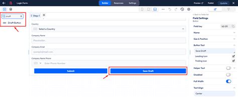 Setup Save Draft Button Bit Form