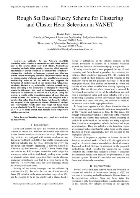 Pdf Rough Set Based Fuzzy Scheme For Clustering And Cluster Head Selection In Vanet