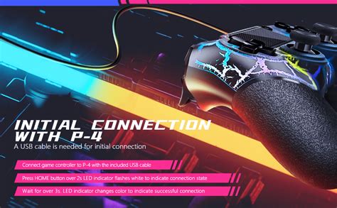 Acegamer Light Up Wireless Controller For Ps4 Black Crack Custom Design