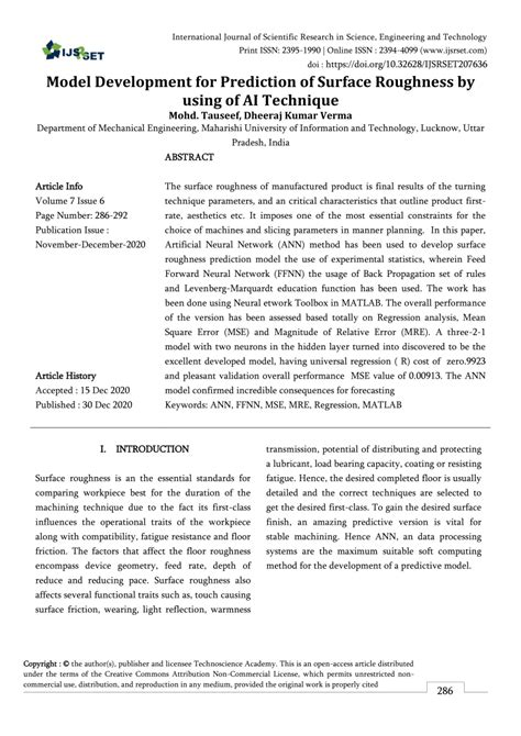 Pdf Model Development For Prediction Of Surface Roughness By Using Of