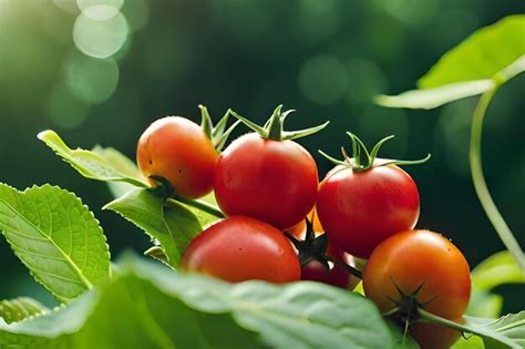 Premium Photo A Cluster Of Cherry Tomatoes On A Plant