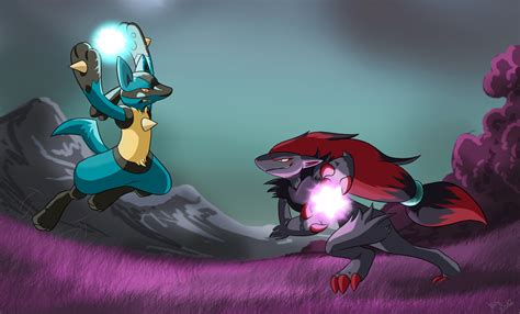 Lucario Vs Zoroark In 2024 Pokemon Zoroark Pokemon Backgrounds