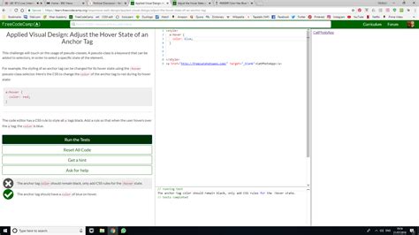 Adjust The Hover State Of An Anchor Tag Problem Html Css The Freecodecamp Forum