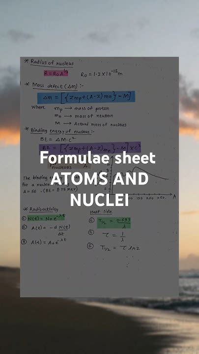 Formulae Sheet 😊 Structure Of Atom And Nuclei Class 12 ️ Youtube