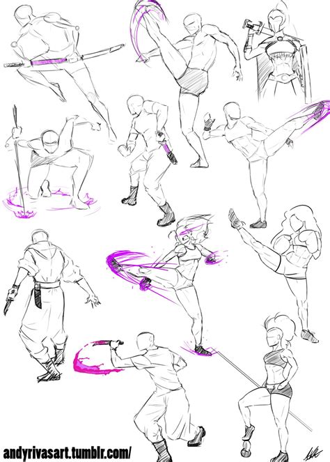 Draw The Blog — Feb Sketch Dump Post Poses De Ação Poses De Luta