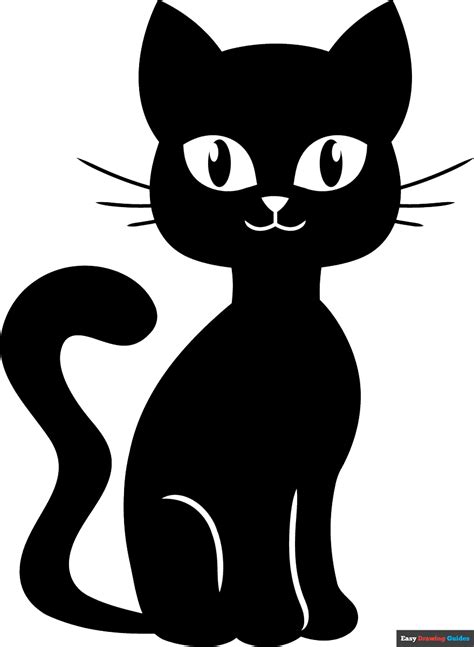 How To Draw An Easy Black Cat Really Easy Drawing Tutorial