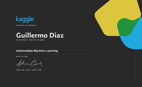 Guillermo Diaz Completed The Intermediate Machine Learning Course On