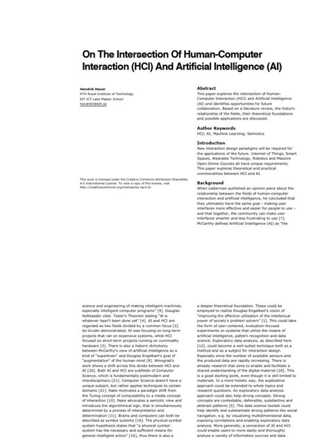Heuer On The Intersection Of Human Computer Interaction Hci And Artificial Intelligence Ai