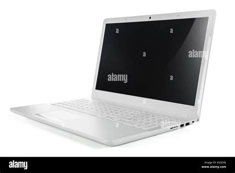 White Portable Computer With Clipping Path Side View Clipping Path