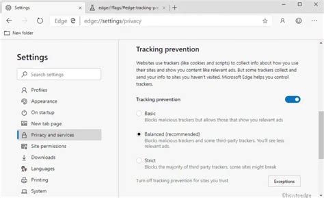 How To Enable Tracking Prevention Settings In Chromium Edge Howtoedge