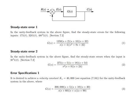 Solved Rs E Cs Gs Steady State Error 1 In The