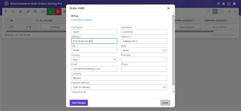 Inline Edit Billing And Shipping Address In Woocommerce Bulk Orders